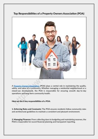 Top Responsibilities of a Property Owners Association