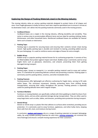 Exploring the Range of Packing Materials Used in the Moving Industry ...