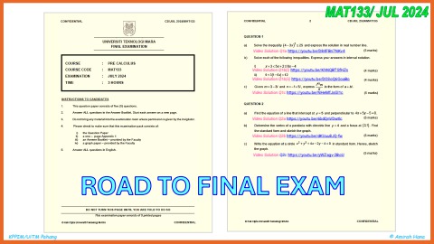 ROAD TO FINAL EXAM (Solution FINAL MAT133 JUL 2024) - asyrafsafiyya Flip PDF | AnyFlip