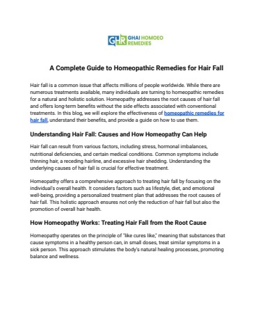 Overcoming Hair Fall Naturally: Homeopathic Treatment Options - Ghai ...