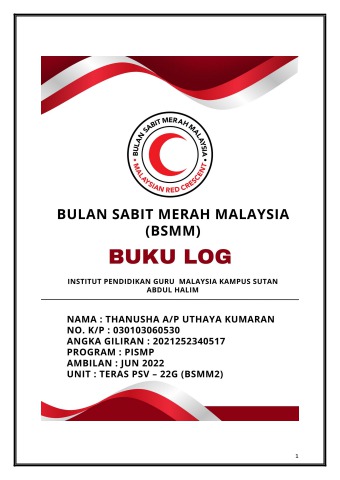 BUKU LOG DIGITAL BSMM - THANUSHA A/P UTHAYA KUMARAN IPG-Pelajar Flip PDF | AnyFlip