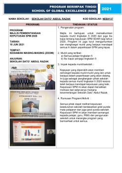 LAPORAN PEMBENTANGAN KEPUTUSAN SPM 2020 18 JUN 2021 - gchasmahan ...