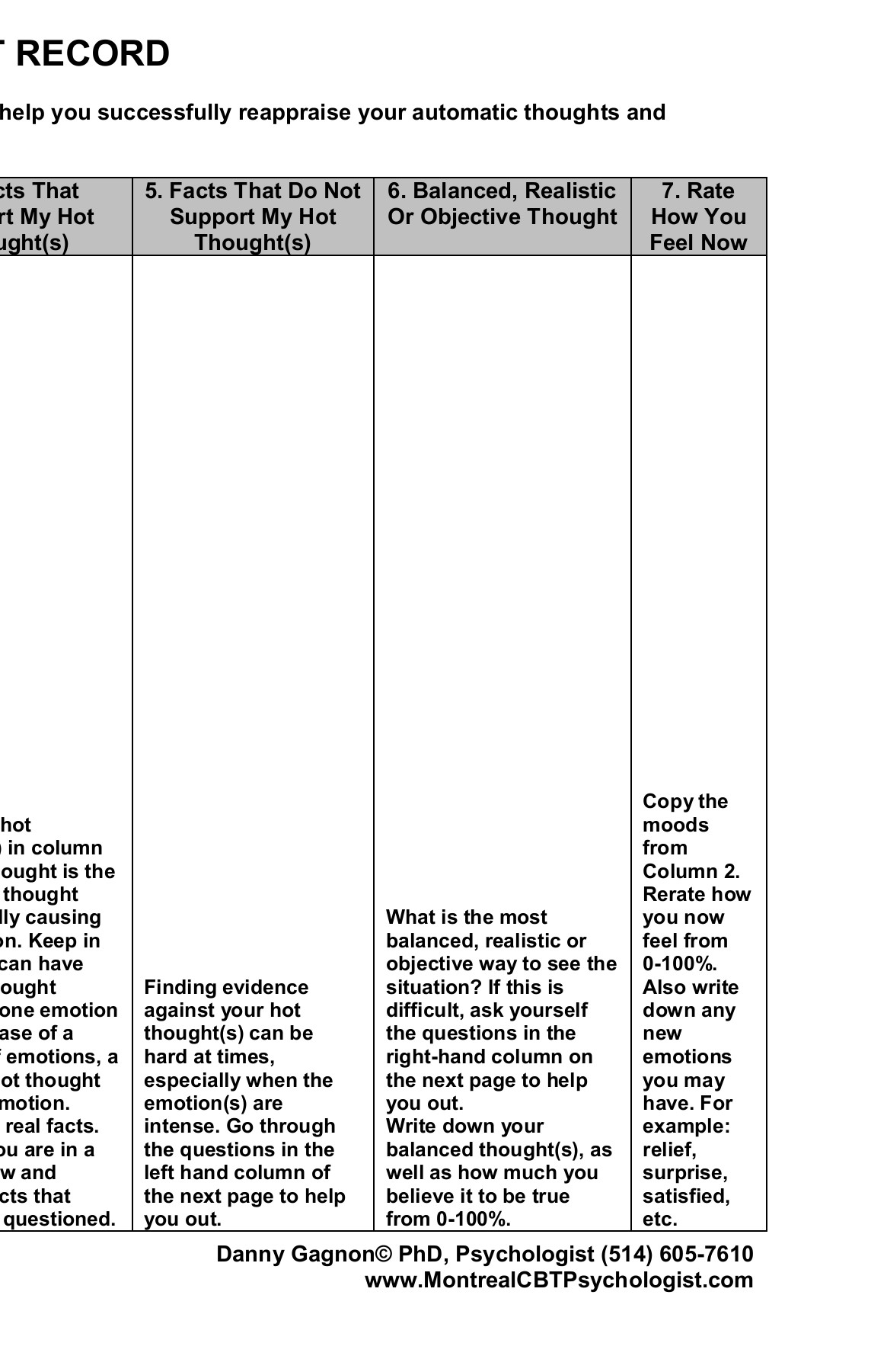Thought Record Worksheets