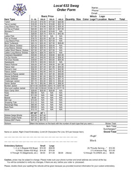 Local 632 Swag Name: Order Form - Guset User Flip PDF | AnyFlip