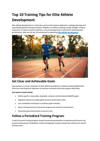 Top 10 Training Tips for Elite Athlete Development