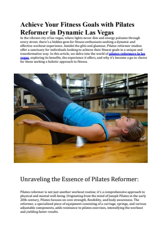 Achieve Your Fitness Goals with Pilates Reformer in Dynamic Las Vegas ...