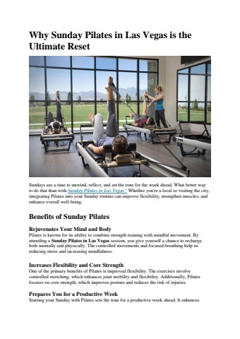 Why Sunday Pilates in Las Vegas is the Ultimate Reset