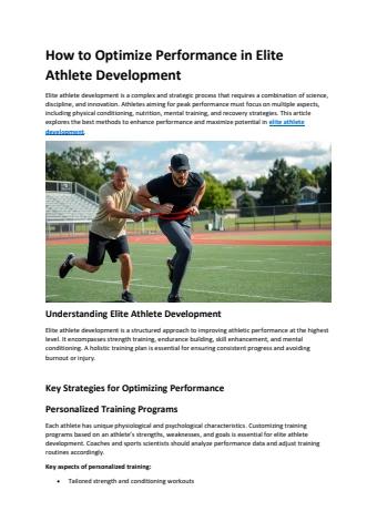How to Optimize Performance in Elite Athlete Development