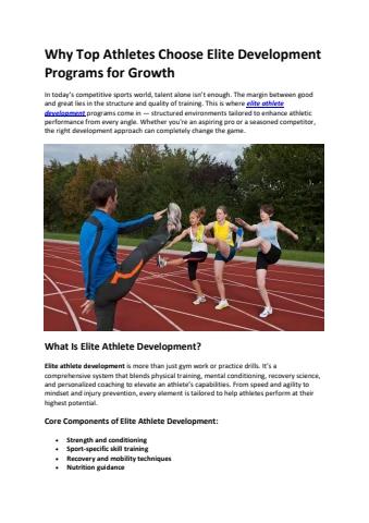 Why Top Athletes Choose Elite Development Programs for Growth