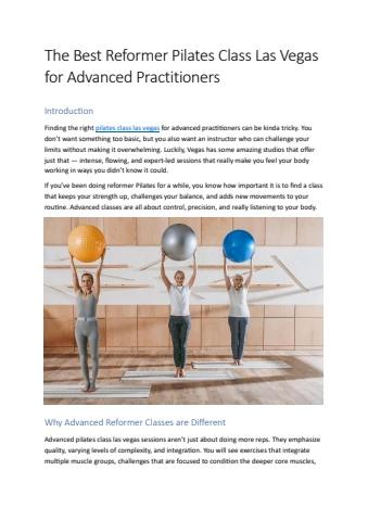 The Best Reformer Pilates Classes in Las Vegas for Advanced Practitioners