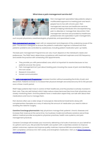 What does a pain management service do