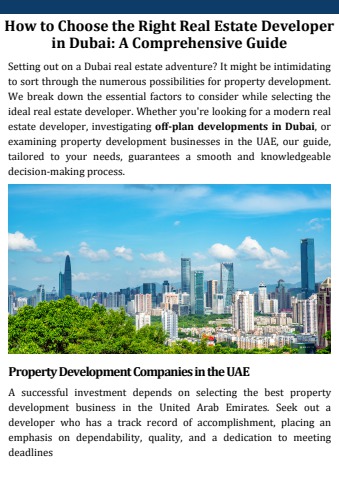 How to Choose the Right Real Estate Developer in Dubai: A Comprehensive ...