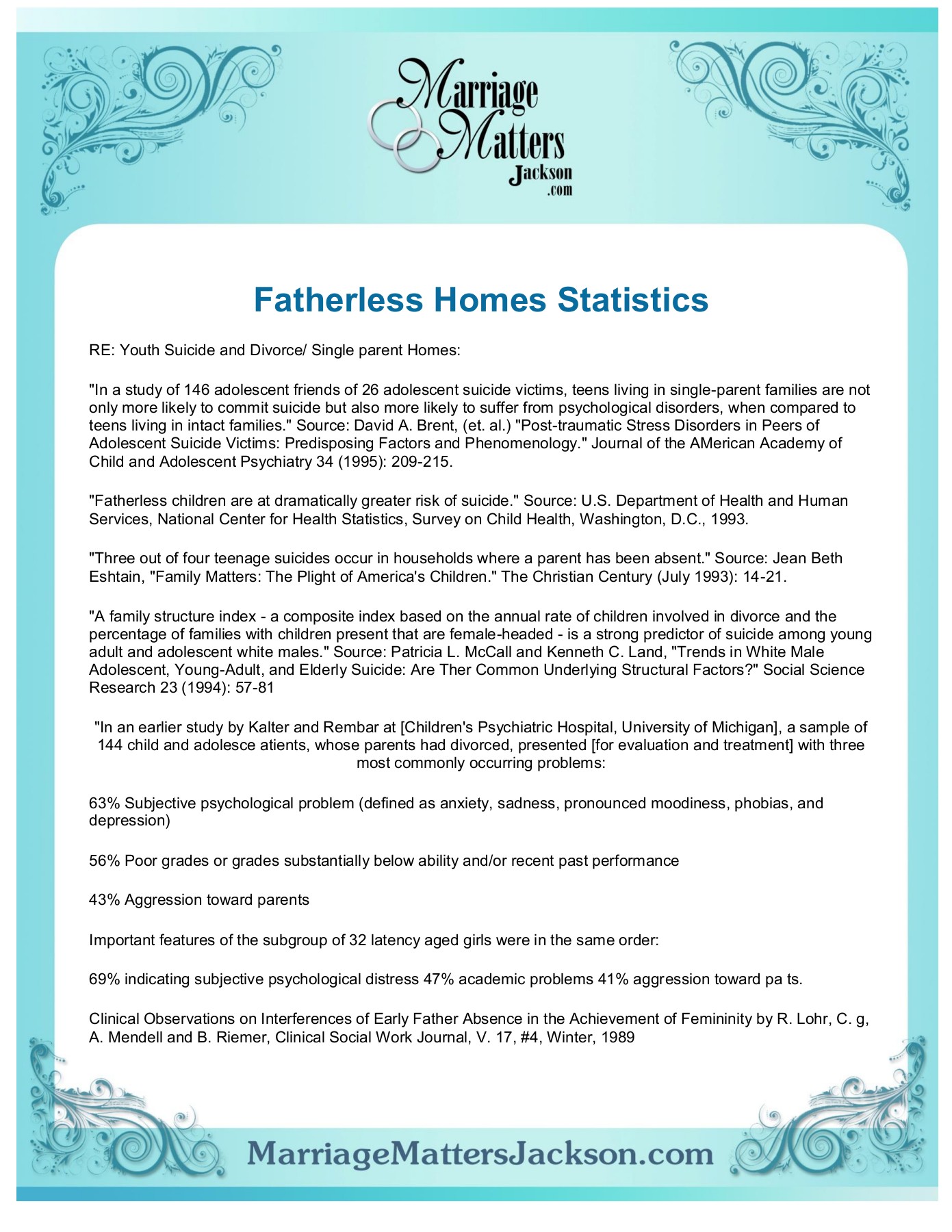 Effects Of Fatherless Homes Statistics - Homemade Ftempo
