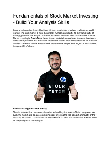 Fundamentals of Stock Market Investing - Build Your Analysis Skills ...