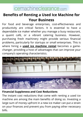 Benefits of Renting a Used Ice Machine for Your Business - Ice Machine ...