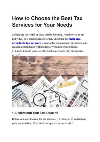 How to Choose the Best Tax Services for Your Needs