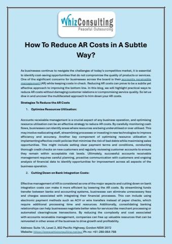How To Reduce AR Costs in A Subtle Way?
