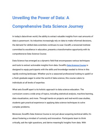 Unveiling the Power of Data: A Comprehensive Data Science Journey ...