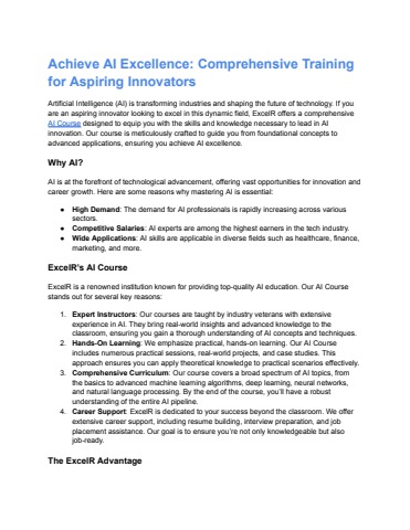 Achieve AI Excellence_ Comprehensive Training for Aspiring Innovators