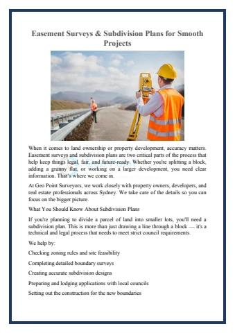 Easement Surveys & Subdivision Plans for Smooth Projects