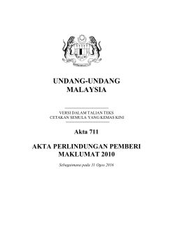 Akta 711 - AKTA PERLINDUNGAN PEMBERI MAKLUMAT 2010 - GALERI ePUSTAKA INTEGRITI PERAK Flip PDF ...