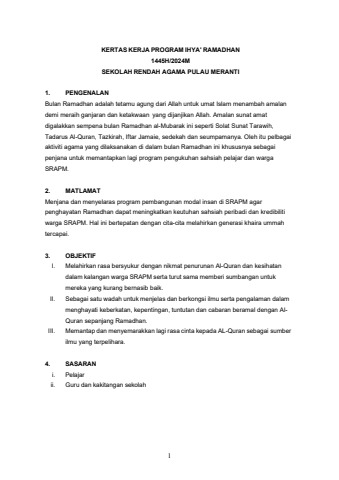 Kertas Kerja Sambutan Ihya Ramadan (Penutup) - sra pulaumeranti Flip ...