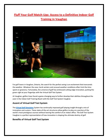 Fluff Your Golf Match-Ups: Access to a Definitive Indoor Golf Training ...