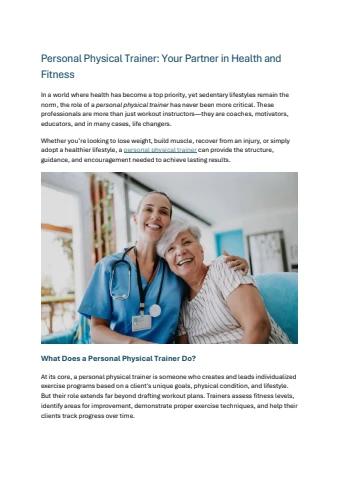 Personal Physical Trainer Your Partner in Health and Fitness (1 ...