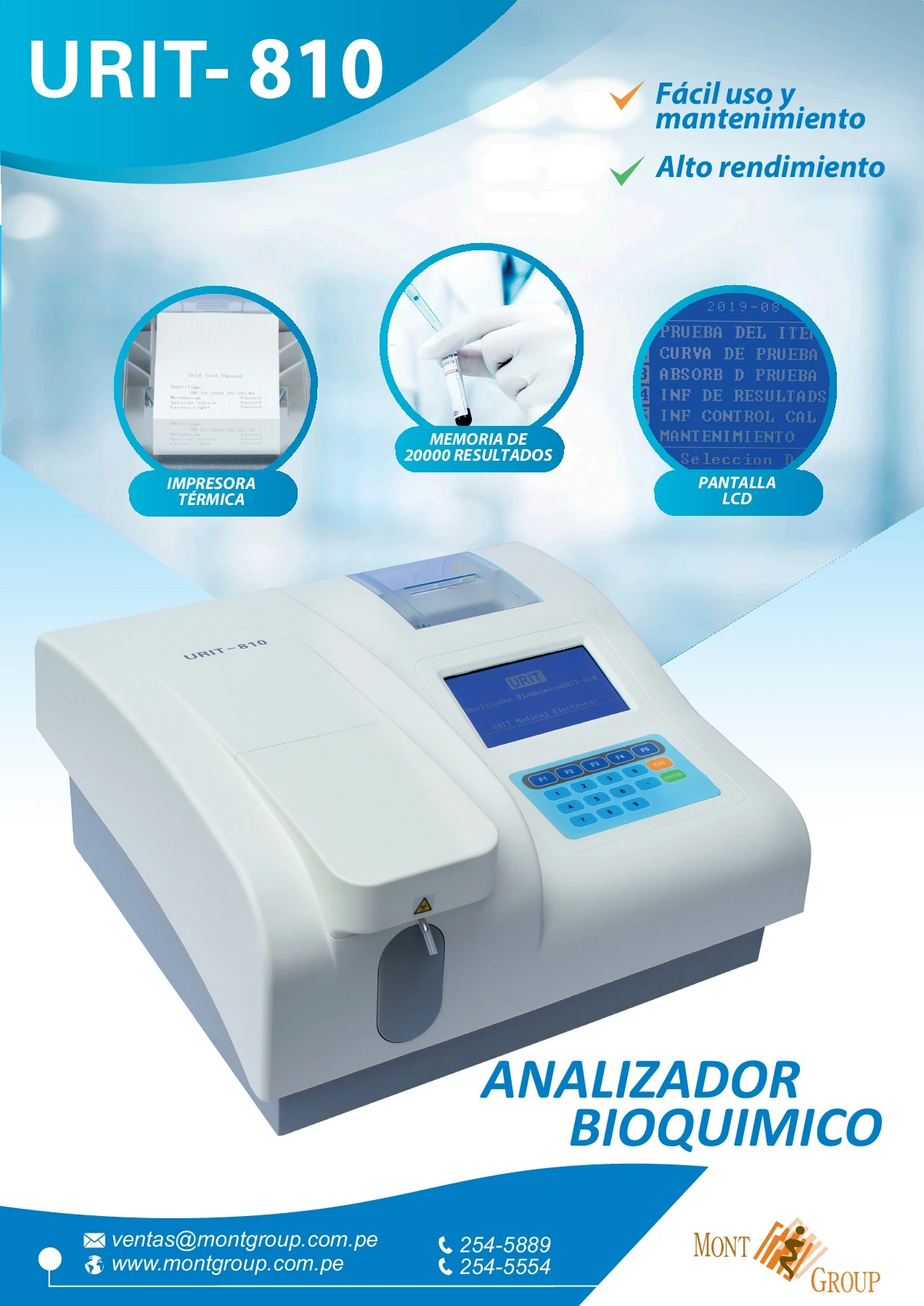 ANALIZADOR SEMIAUTOMATIZADO DE BIOQUIMICA- URIT 810