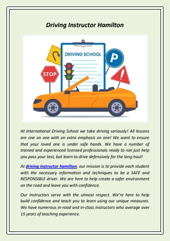 Driving Instructor Hamilton - International Driving Flip PDF | AnyFlip