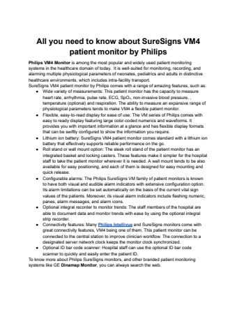 All you need to know about SureSigns VM4 patient monitor by Philips