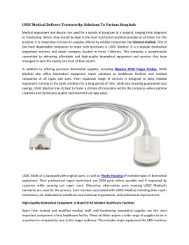 USOC Medical Delivers Trustworthy Solutions To Various Hospitals - USOC ...