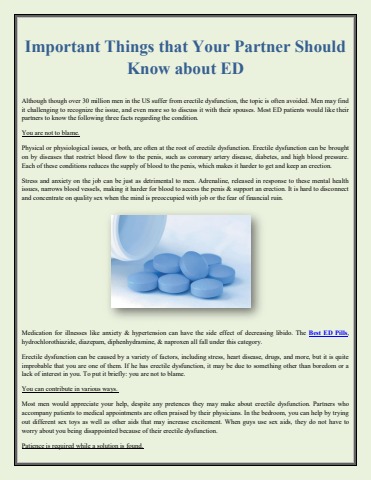 Important Things that Your Partner Should Know about ED