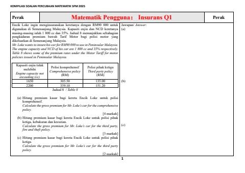 F5 3. Matematik Pengguna： Insurans