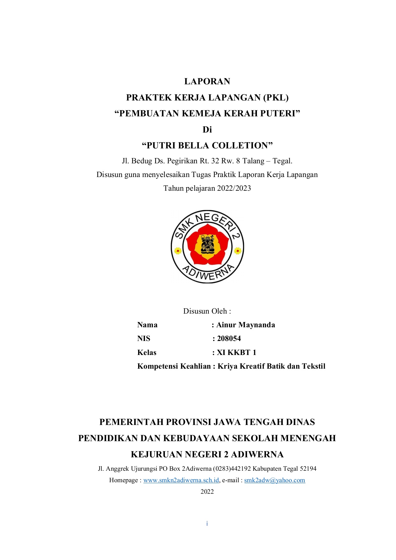 Laporan Pkl Format Laporan PKL