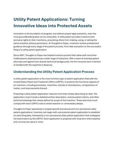 Utility Patent Applications Turning Innovative Ideas into Pr