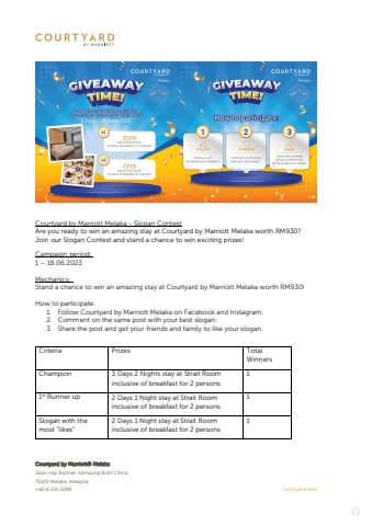 Slogan Contest - Courtyard Melaka Flip PDF | AnyFlip