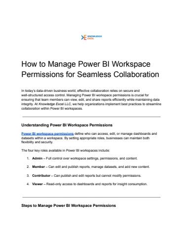 How to Manage Power BI Workspace Permissions for Seamless Collaboration