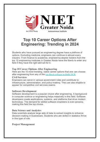 Top 10 Career Options After Engineering: Trending in 2024