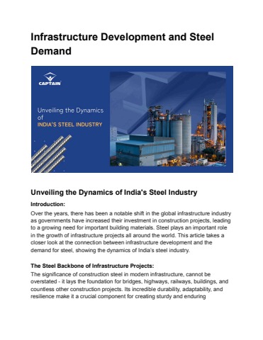 Infrastructure Development and Steel Demand