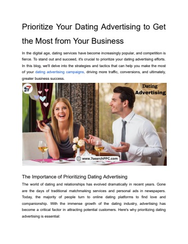 Prioritize Your Dating Advertising to Get the Most from Your Business ...