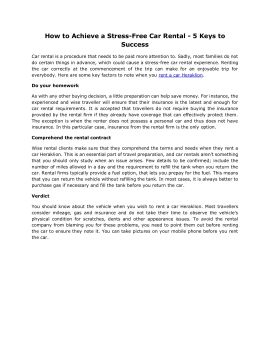 How to Achieve a Stress-Free Car Rental 5 Keys to Success ...