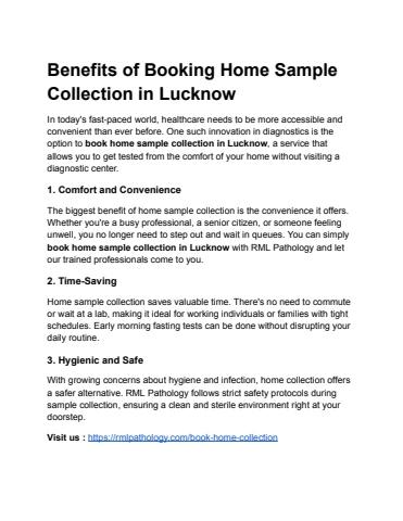 Benefits of booking home sample collection
