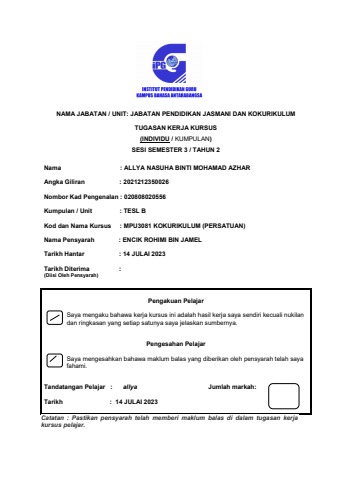 ALLYA NASUHA T2 TESL B - TESLB0621 Allya Nasuha Binti Mohamad Azhar ...