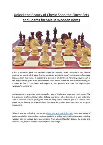 Unlock the Beauty of Chess - Shop the Finest Sets and Boards for Sale ...