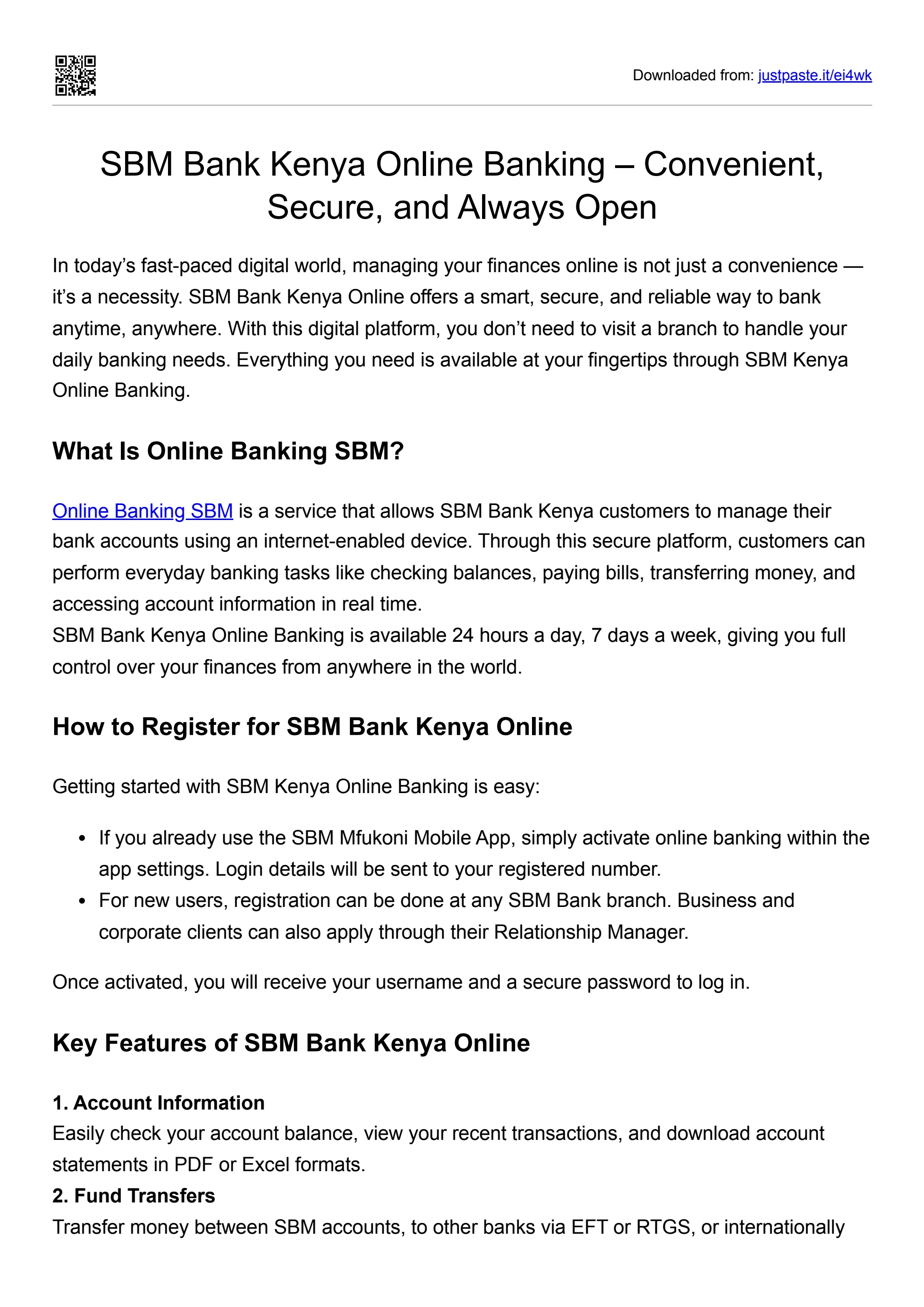 SBM Bank Kenya Online Banking – Convenient, Secure, and Always Open