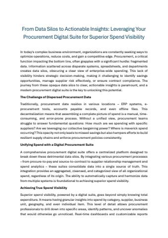 From Data Silos to Actionable Insights Leveraging Your Procurement Digital Suite for Superior ...