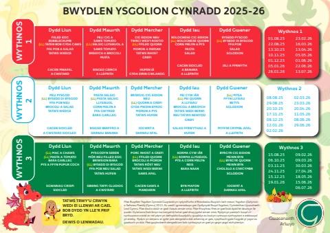Bwydlen Ysgol - School Menu