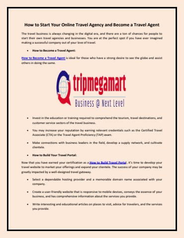 How to Start Your Online Travel Agency and Become a Travel - Dawson ...