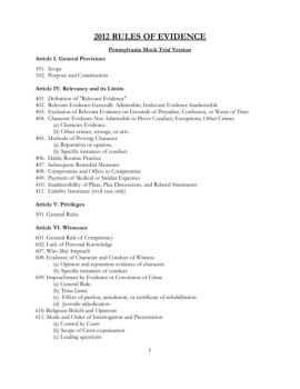 2012 RULES OF EVIDENCE - Pennsylvania Bar Association - Guset User Flip ...